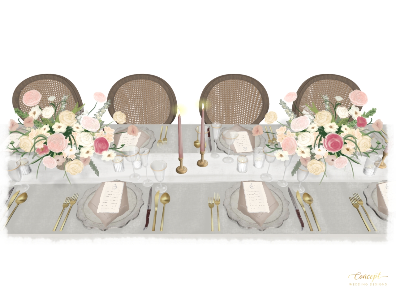 CUSTOM TABLE ILLUSTRATIONS - Concept Wedding Designs