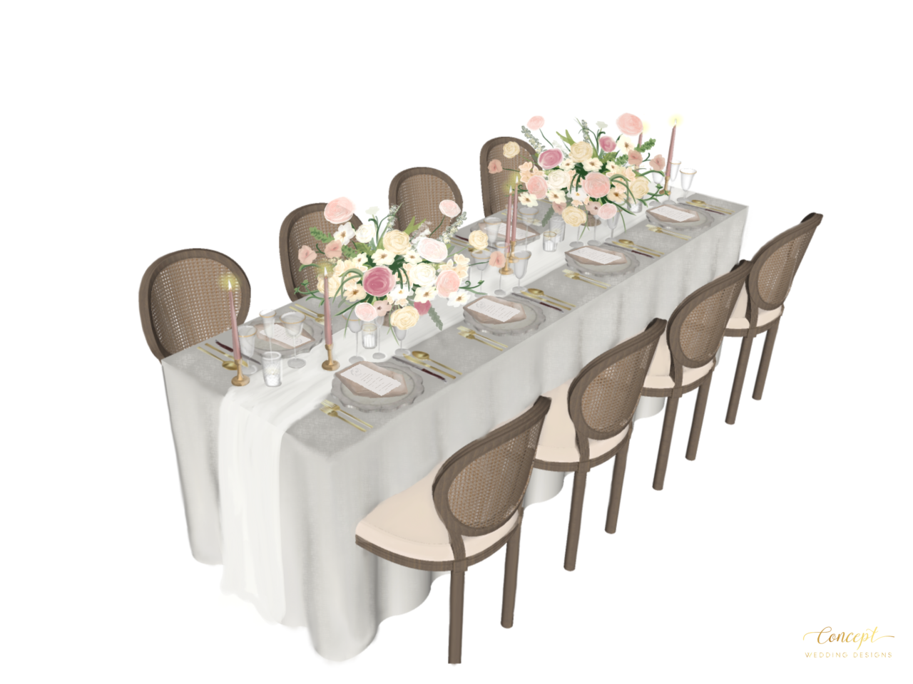 CUSTOM TABLE ILLUSTRATIONS - Concept Wedding Designs